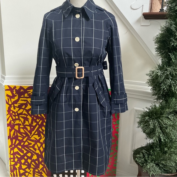 J. Crew | Jackets & Coats | J Crew Collection Navy Blue Trench Coat ...